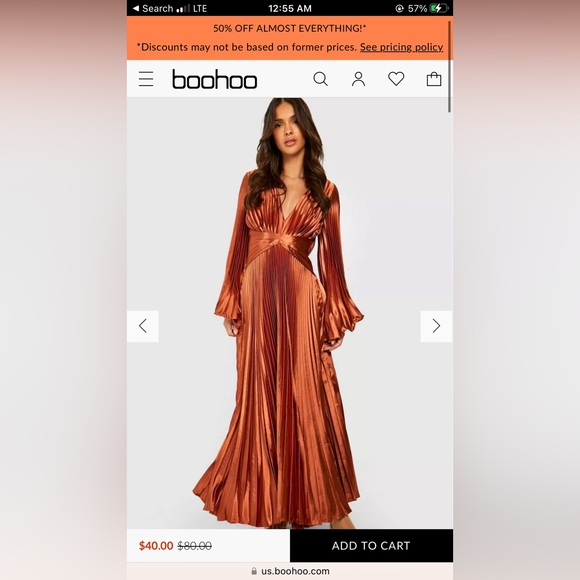 Boohoo | Dresses | Like New Boohoo Copper Rust Satin Silky Maxi Dress ...